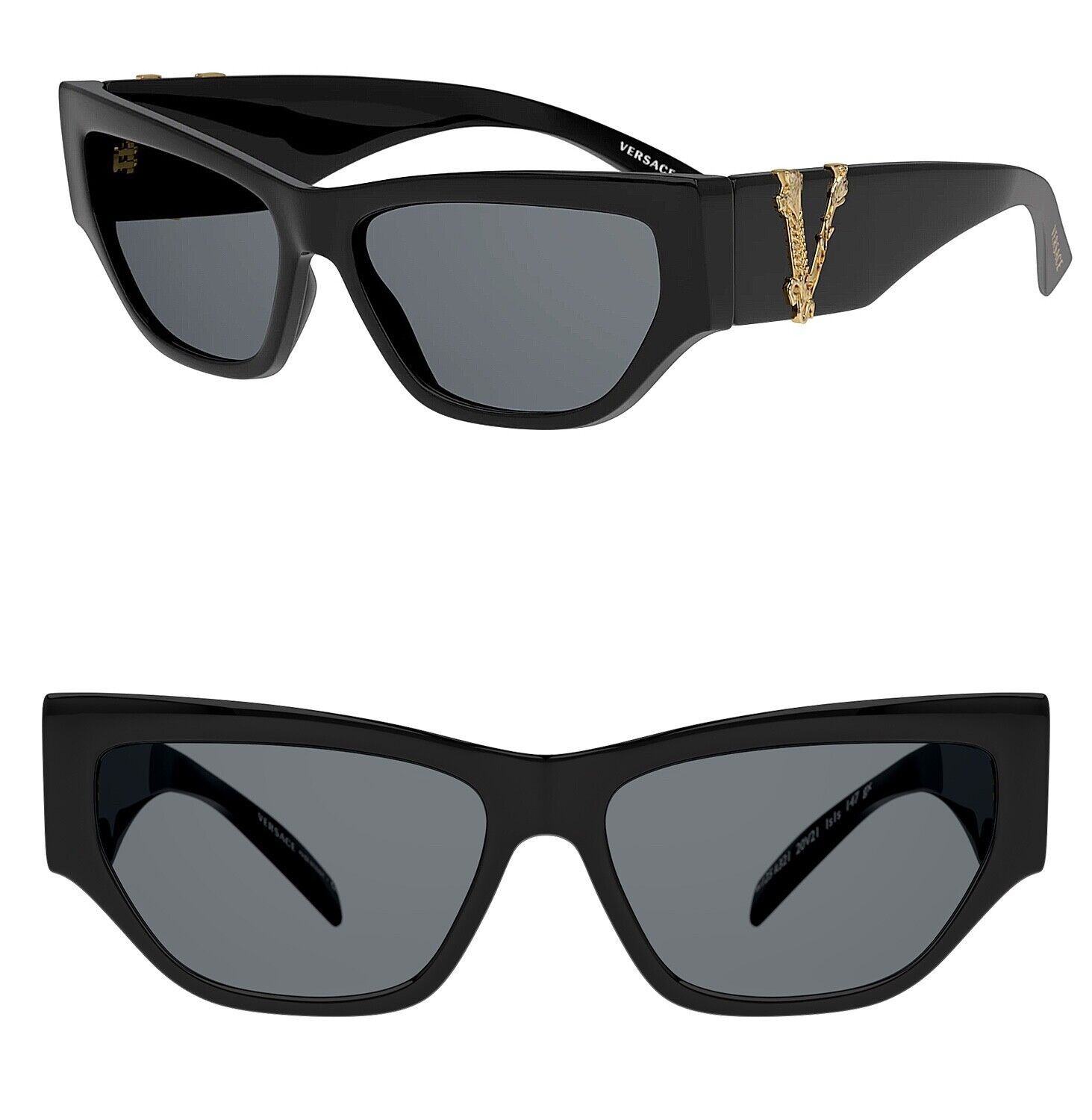 Versace VERSACE VIRTUS Barocco V Logo 4383 Black VE4383 Sunglasses ...