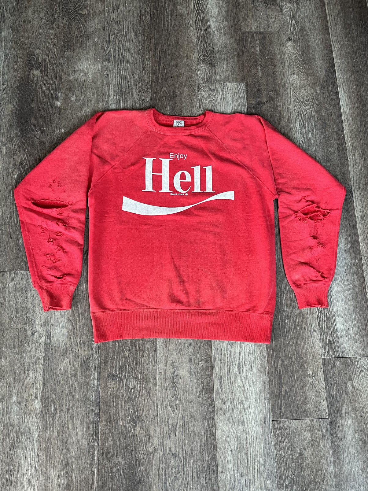 READYMADE Saint Michael Enjoy Hell Red Crewneck Pullover | Grailed