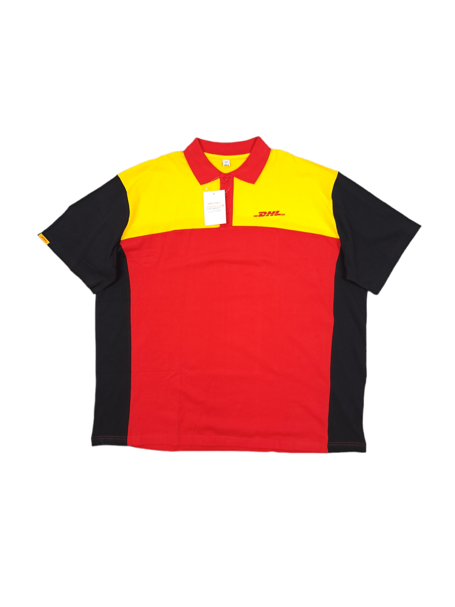 Vintage New 4XL DHL Polo Shirt Yellow Red | Grailed