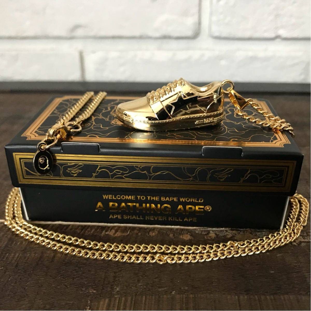 Bape BAPESTA sneaker necklace gold chain a bathing ape BAPE STA | Grailed