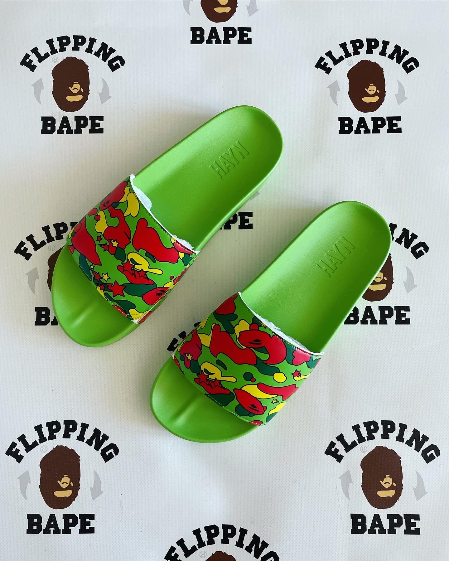 Bape BAPE X HAYN STA CAMO SLIDE SANDALS | Grailed