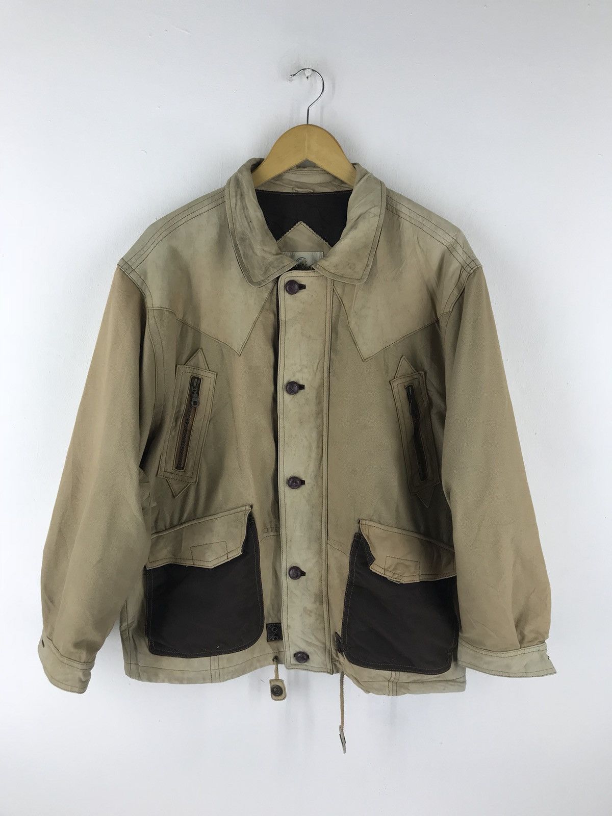 Japanese Brand 🔥Catch On Feel The Future Half Leather Hunting Jacket ...