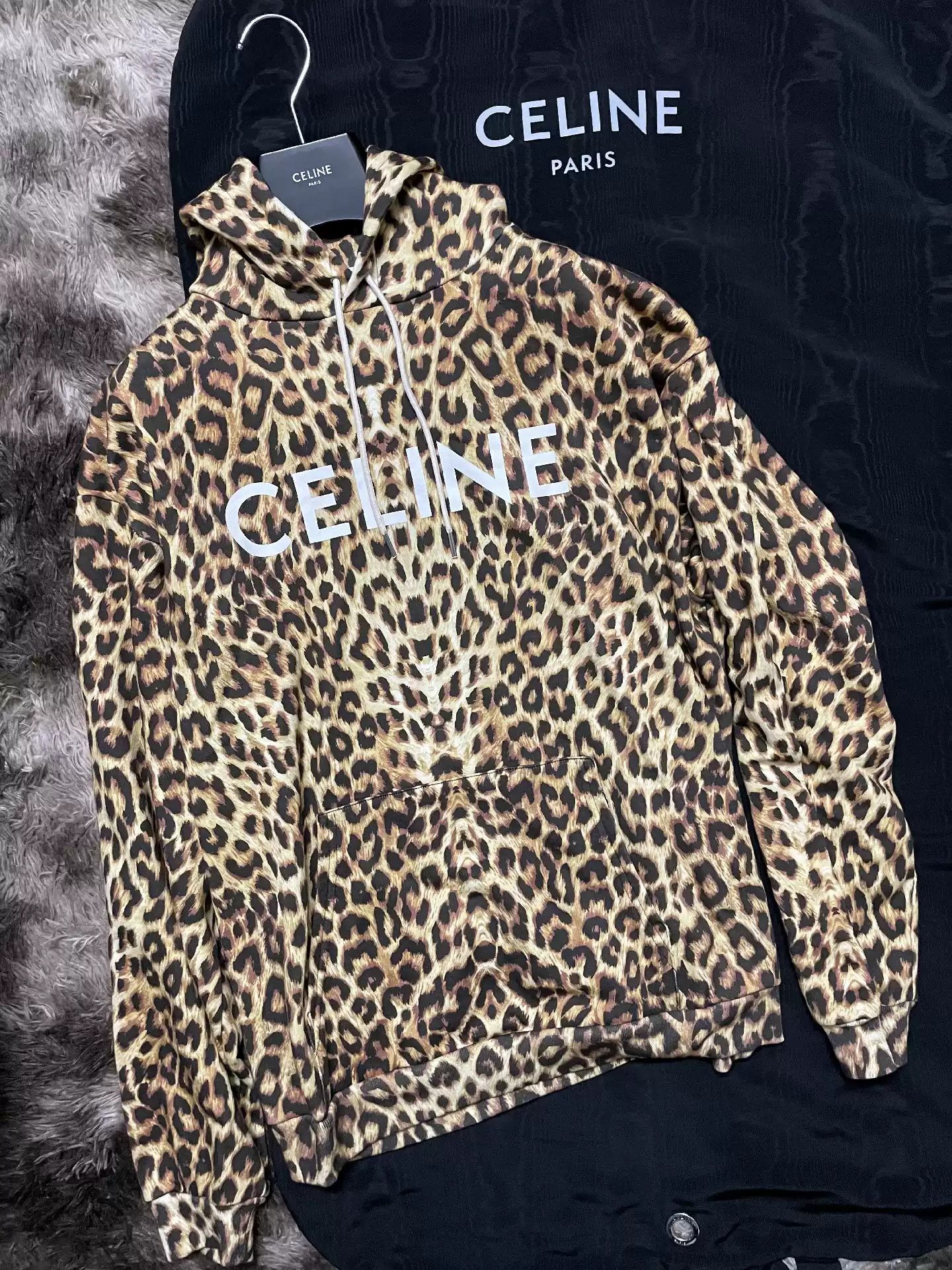 Celine Celine by Hedi Slimane limited leopard print hoodie | Grailed