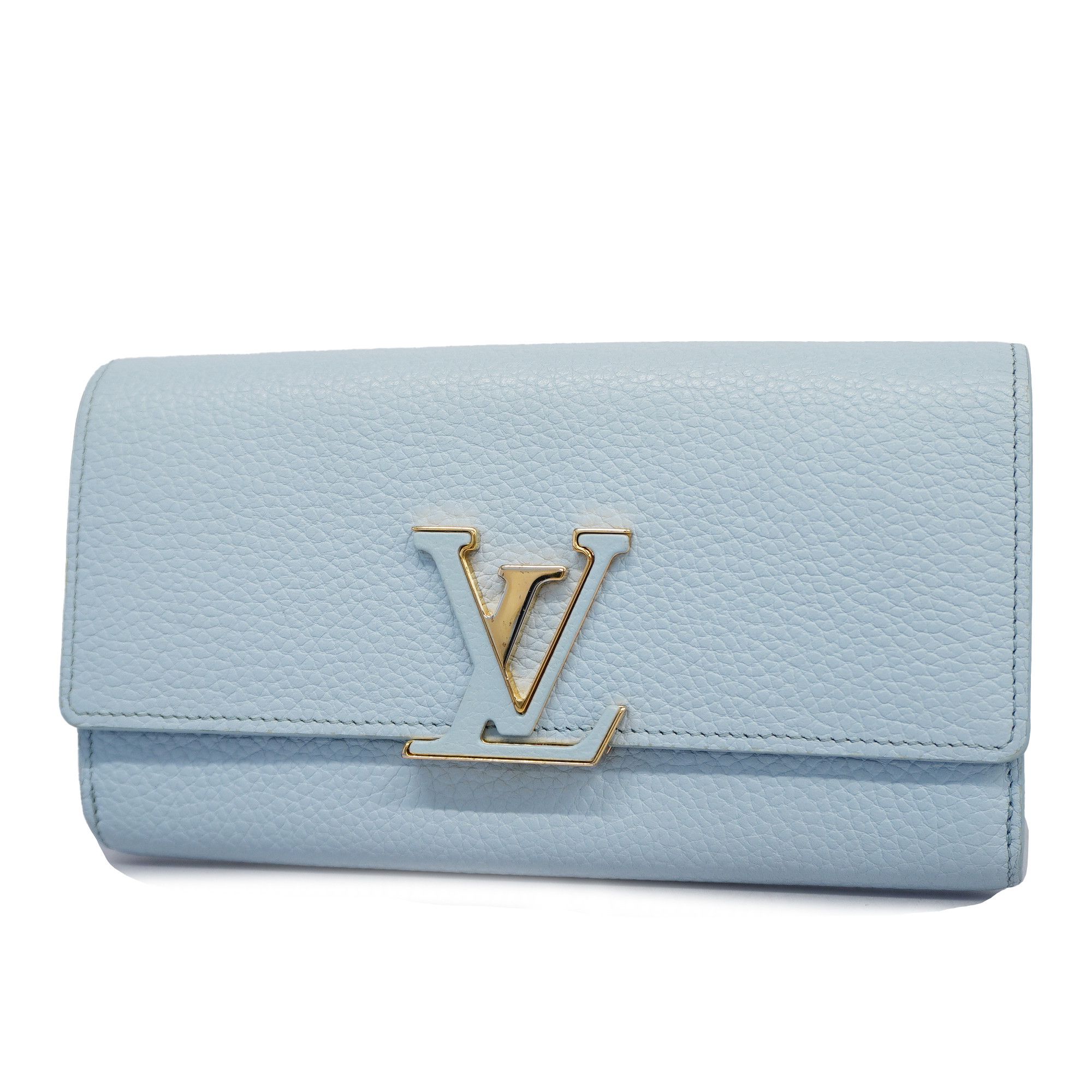 Louis Vuitton Auth Louis Vuitton Taurillon Portefeuille Capucines Blue ...