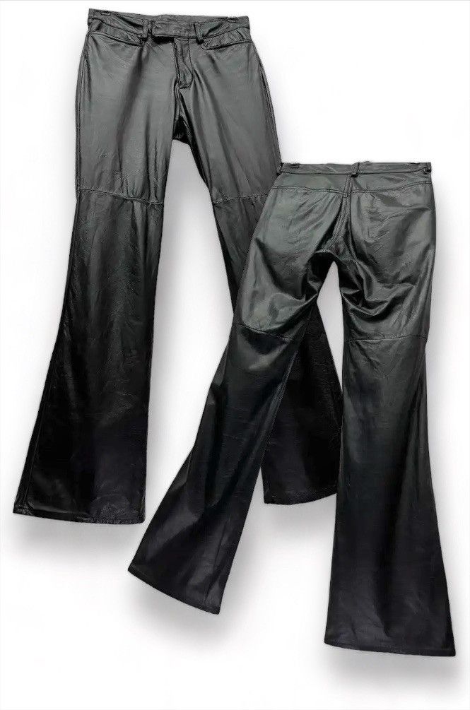 Vintage FYE FLARE🔥Vtg Matsuda Black Punk Flare Light Leather Pants ...