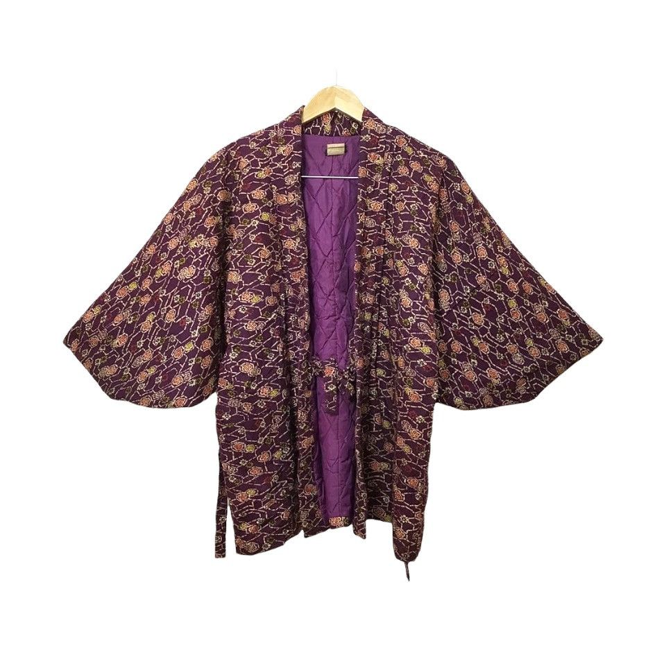 Kimono Japan Dragon Haori Hanten Kimono Floral Abstract Quilted Jacket ...