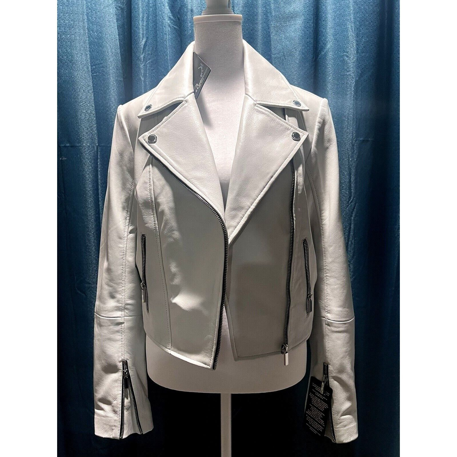 Designer Bod & Christensen ALINA Leather BIKER / MOTO Jacket Whit | Grailed