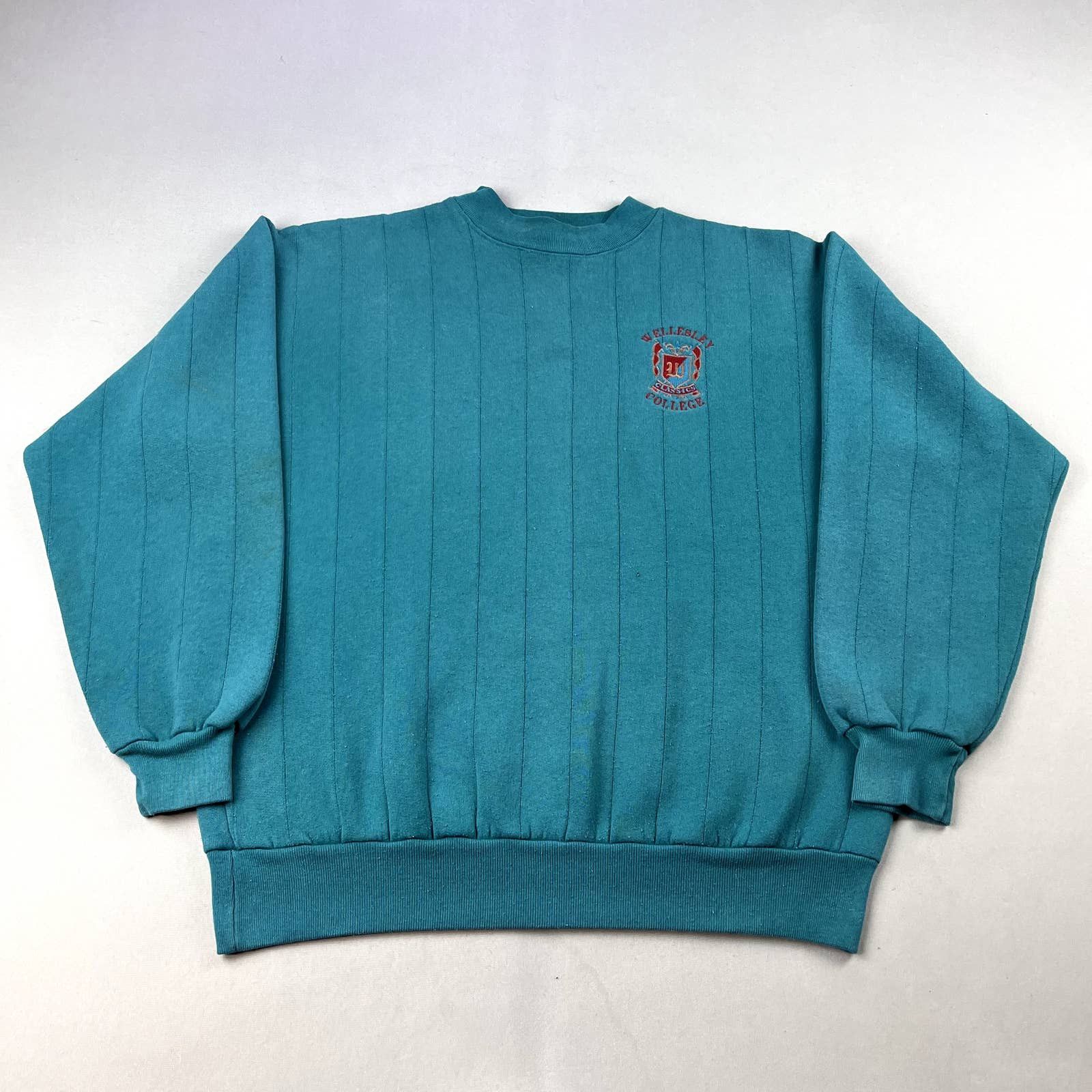 Vintage Vintage Wellesley College Sweatshirt Medium Teal Blue 90s | Grailed