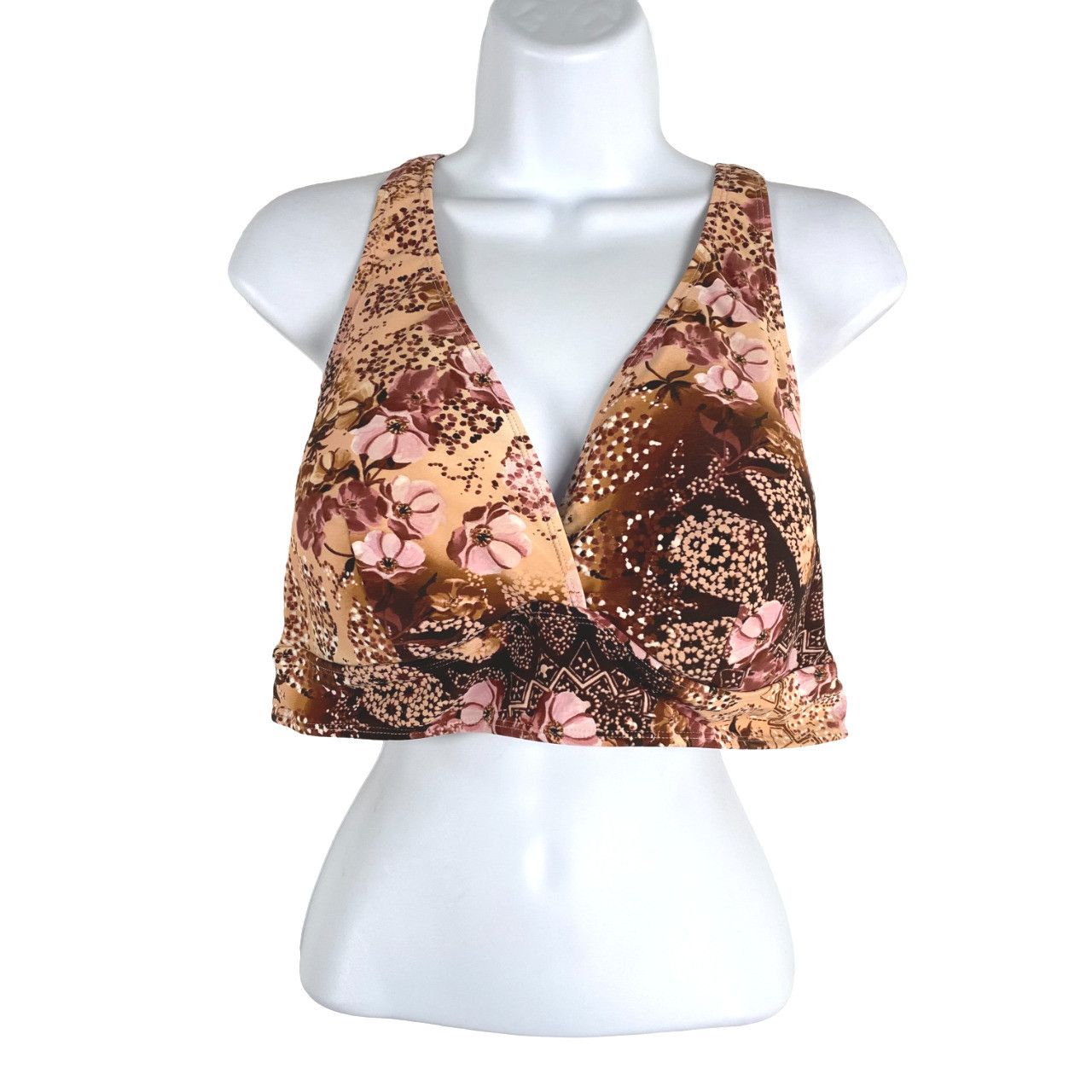 Vintage Torrid Wireless Triangle Bikini Top Women's 2X Medallion Floral ...