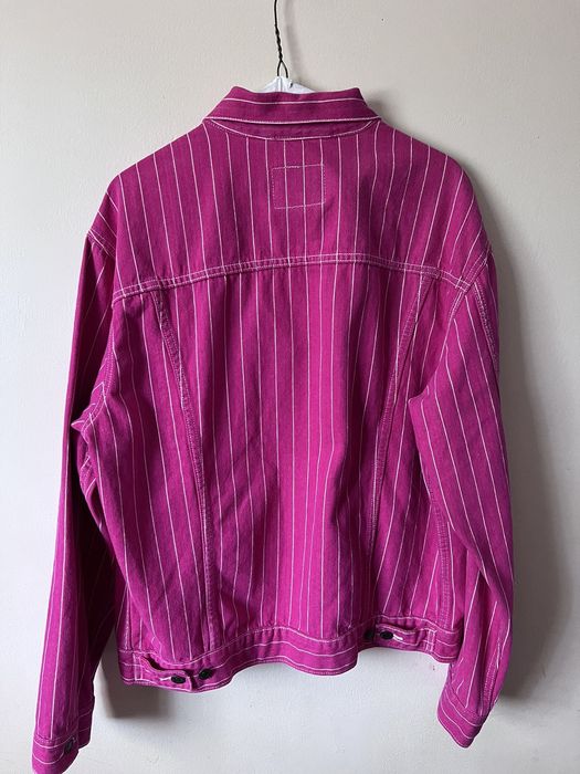 Supreme pink supreme pinstripe levis denim jacket | Grailed