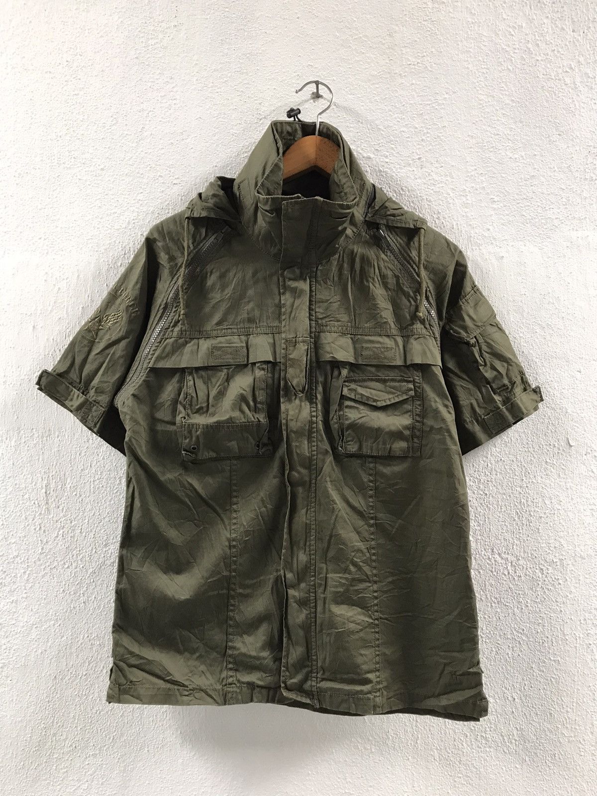 Avirex Avirex Varsity Utility Short Sleeve Army Hoodie Jacket 1014 ...