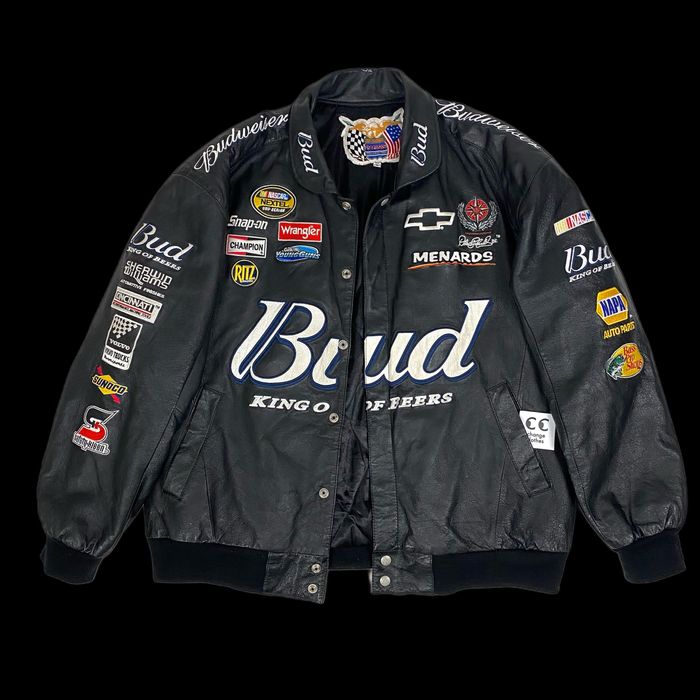 Jeff Hamilton 90s jeff hamilton leather racing jacket budweiser dale jr ...