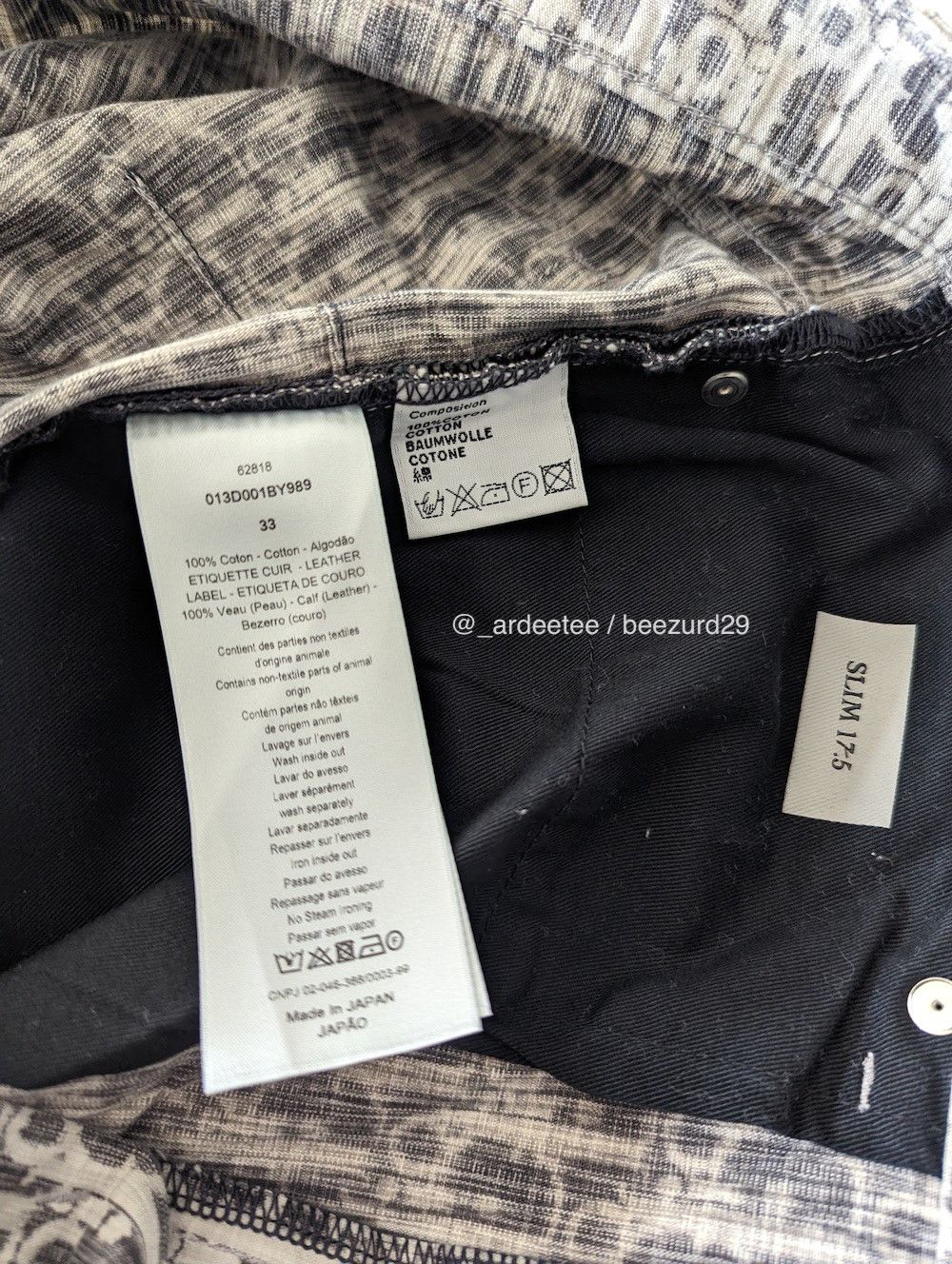 Dior *NEW* OBLIQUE MONOGRAM JEANS GREY/WHITE 17.5CM MIJ | Grailed