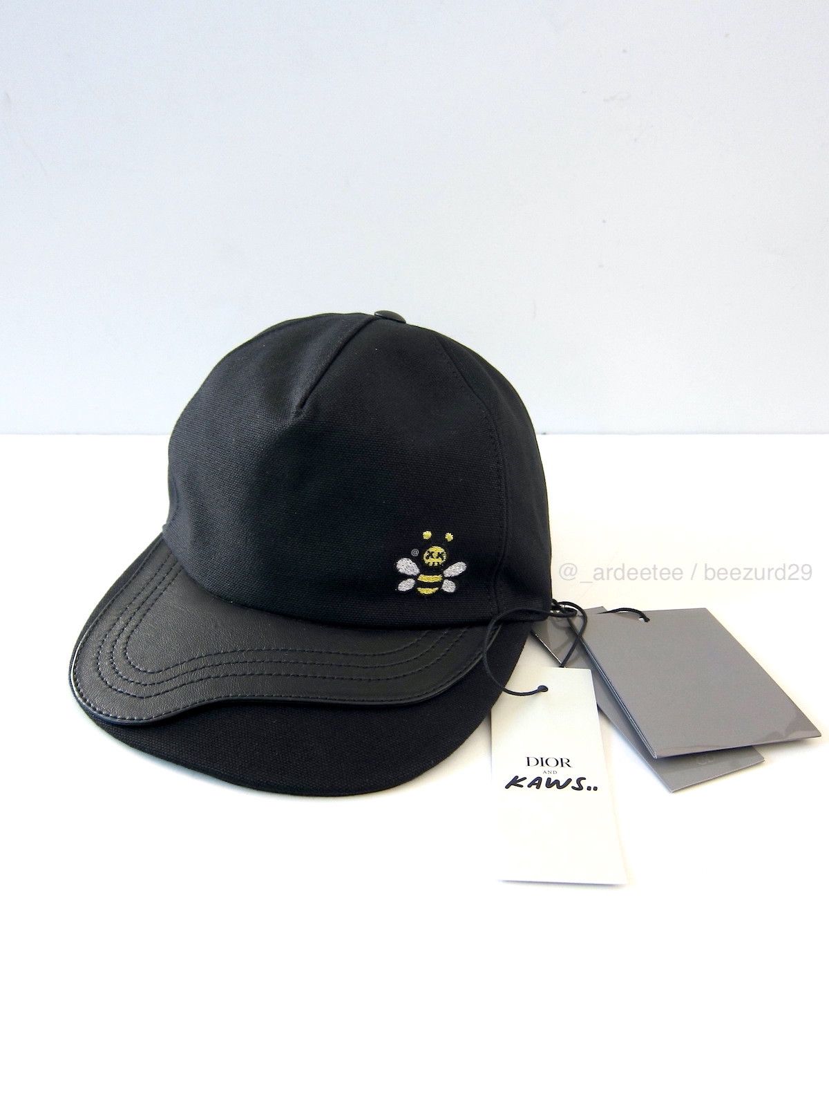 Dior *NWT* KAWS BEE SADDLE LEATHER HAT | Grailed