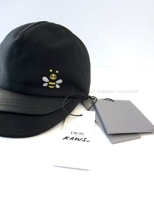 Dior *NWT* KAWS BEE SADDLE LEATHER HAT | Grailed