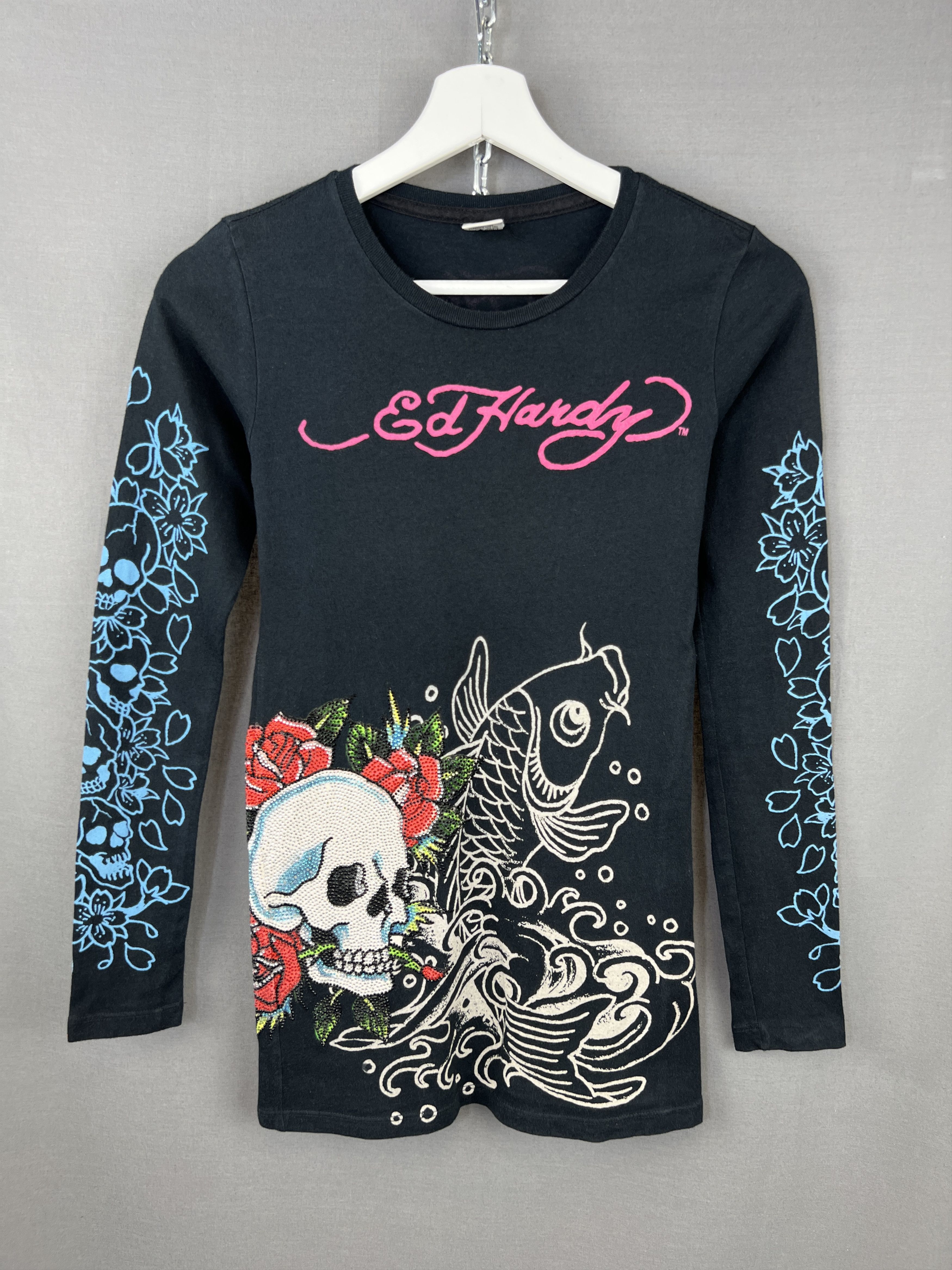 Ed Hardy Ed Hardy Skull Crystal Pattern Long Sleeve USA women | Grailed