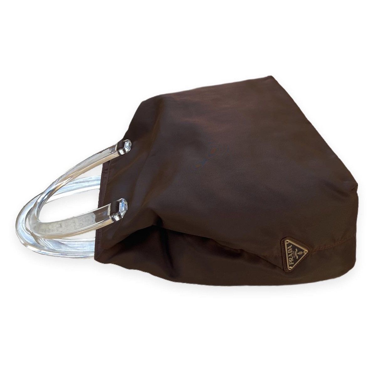 Prada Prada Nylon Brown Handbag With Plastic Handles. | Grailed