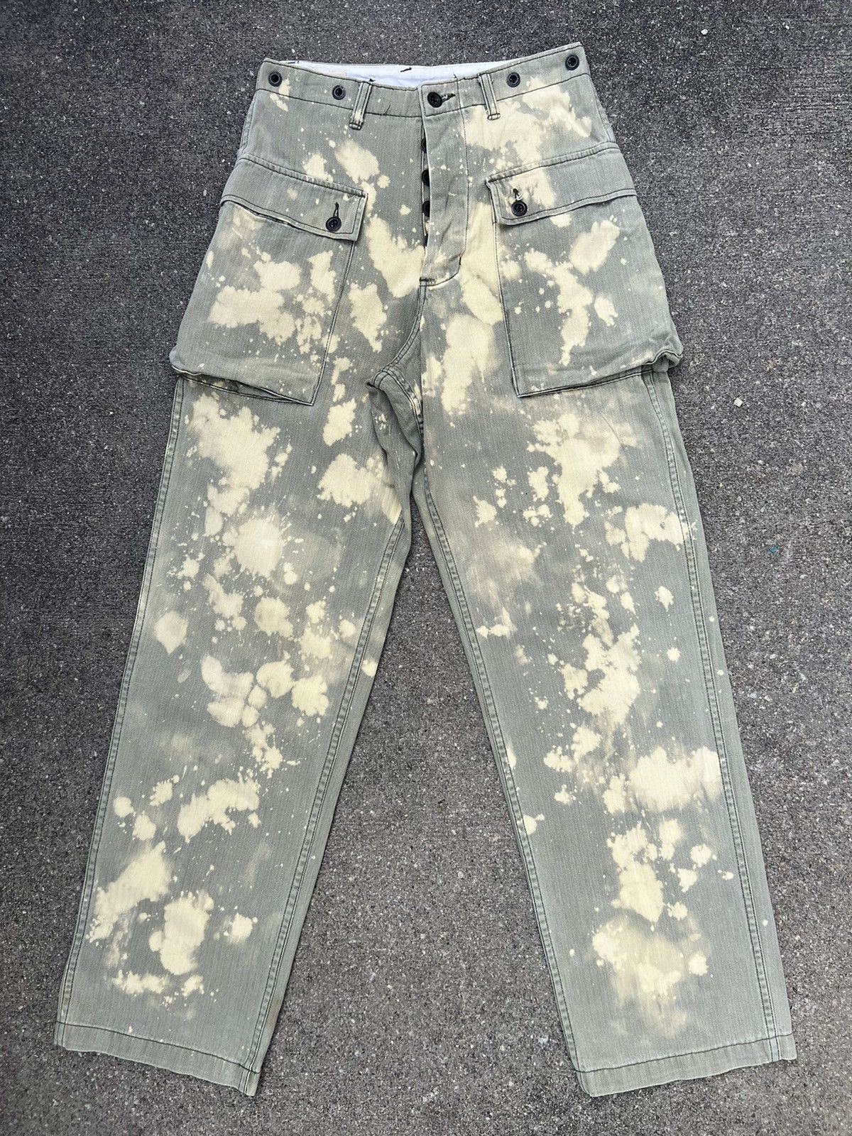 John Bull × Vintage 90s John Bull Bleached HBT Military Cargo Trouser Pant | Grailed