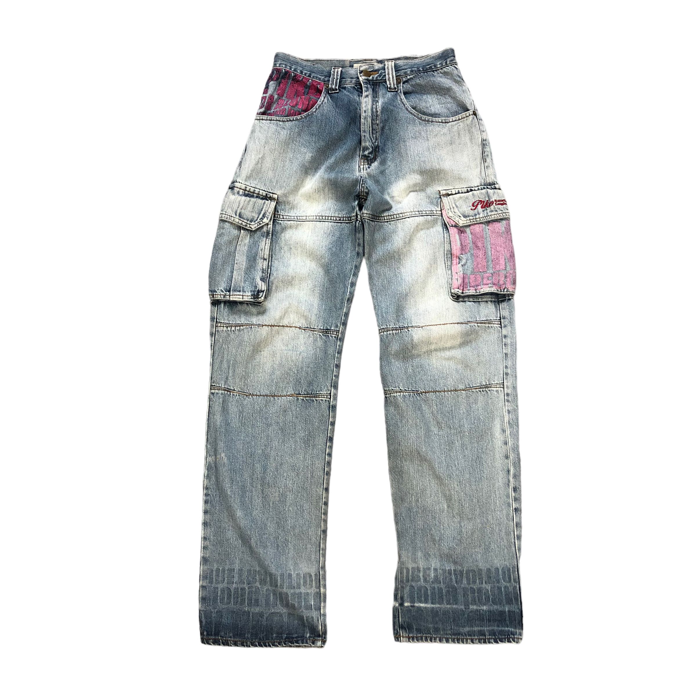 Distressed Denim × Surf Style × Vintage PIKO HAWAIIAN LONGBOARD 6 POCKET CARGO DENIM PANT #6132 ...