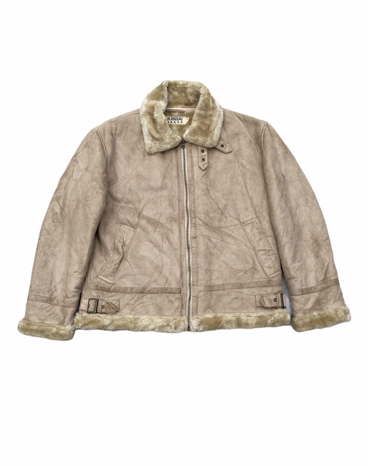 Kansai Yamamoto × Mink Fur Coat Japanese Kansai Jeans Jacket Suede ...