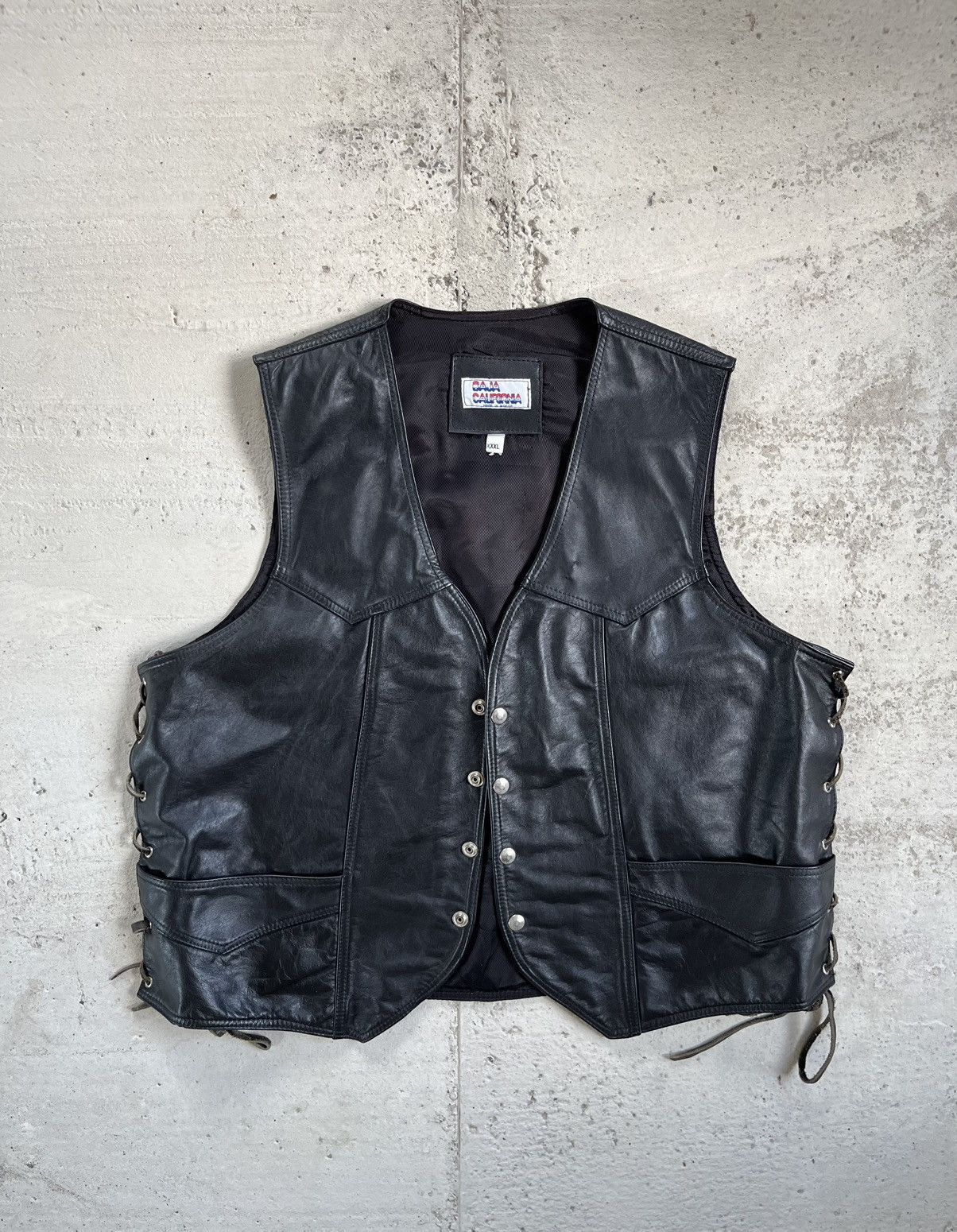 Vintage Vintage Baja California Lace Leather Biker Vest Tupac Style ...