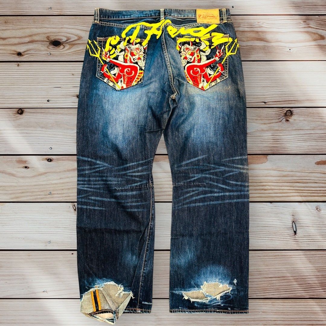 Ed Hardy N4 Y2K Vinatge RARE Ed Hardy Jeans Skater Red Devil Girl 200 ...