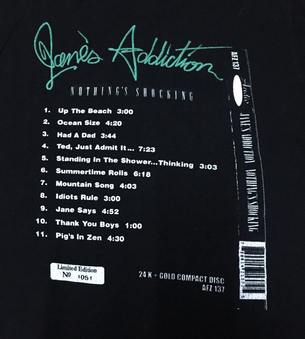 Rock Band JANES ADDICTION NOTHINGS SHOCKING ALBUM ROCK BAND TSHIRT ...
