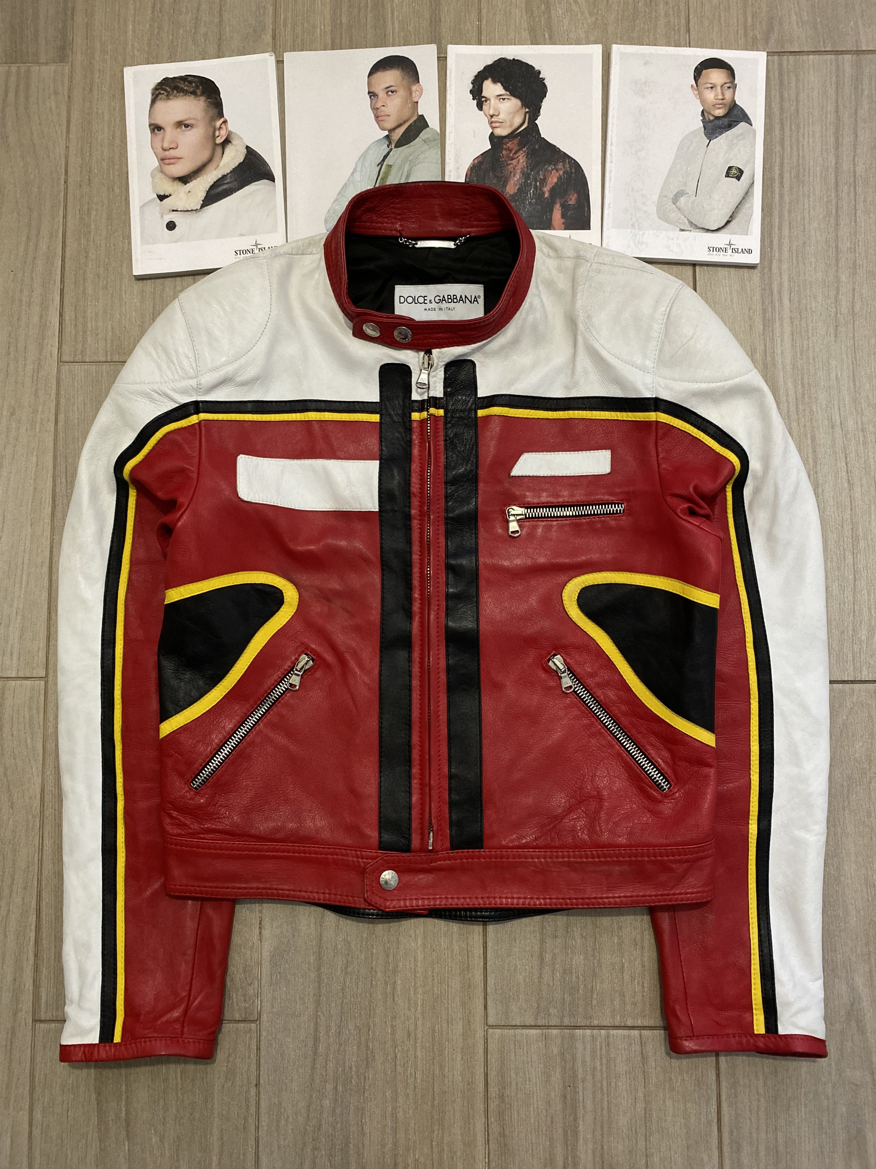 Dolce & Gabbana × Leather Jacket × Racing Dolce & Gabbana D&G Red ...
