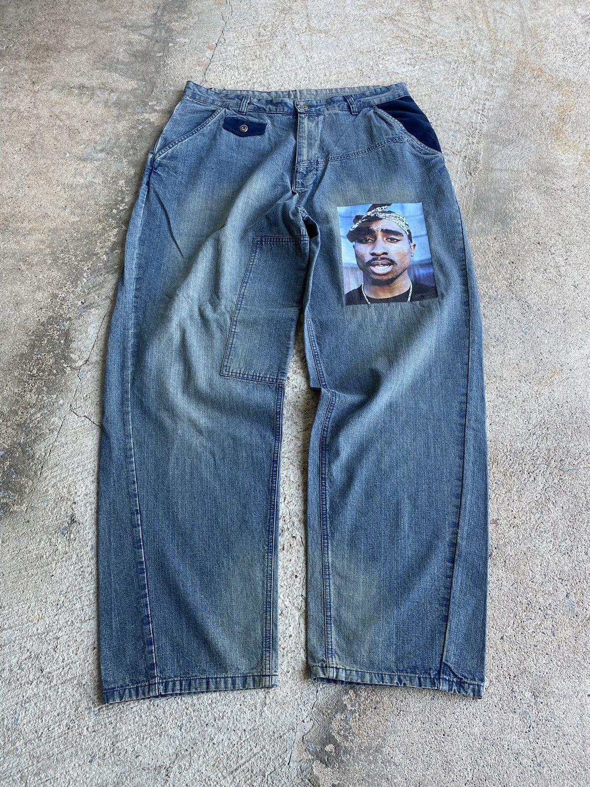 Vintage Vintage Crazy MAKAVELI TUPAC SHAKUR Baggy Denim Jeans Pant ...