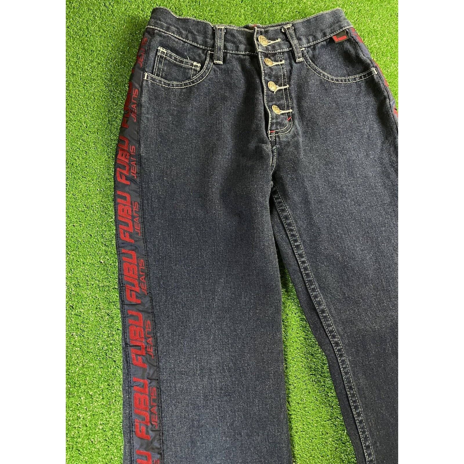 Fubu Vintage 90s FUBU Monogram Flared Boot Cut 12 24 Jeans Pants | Grailed