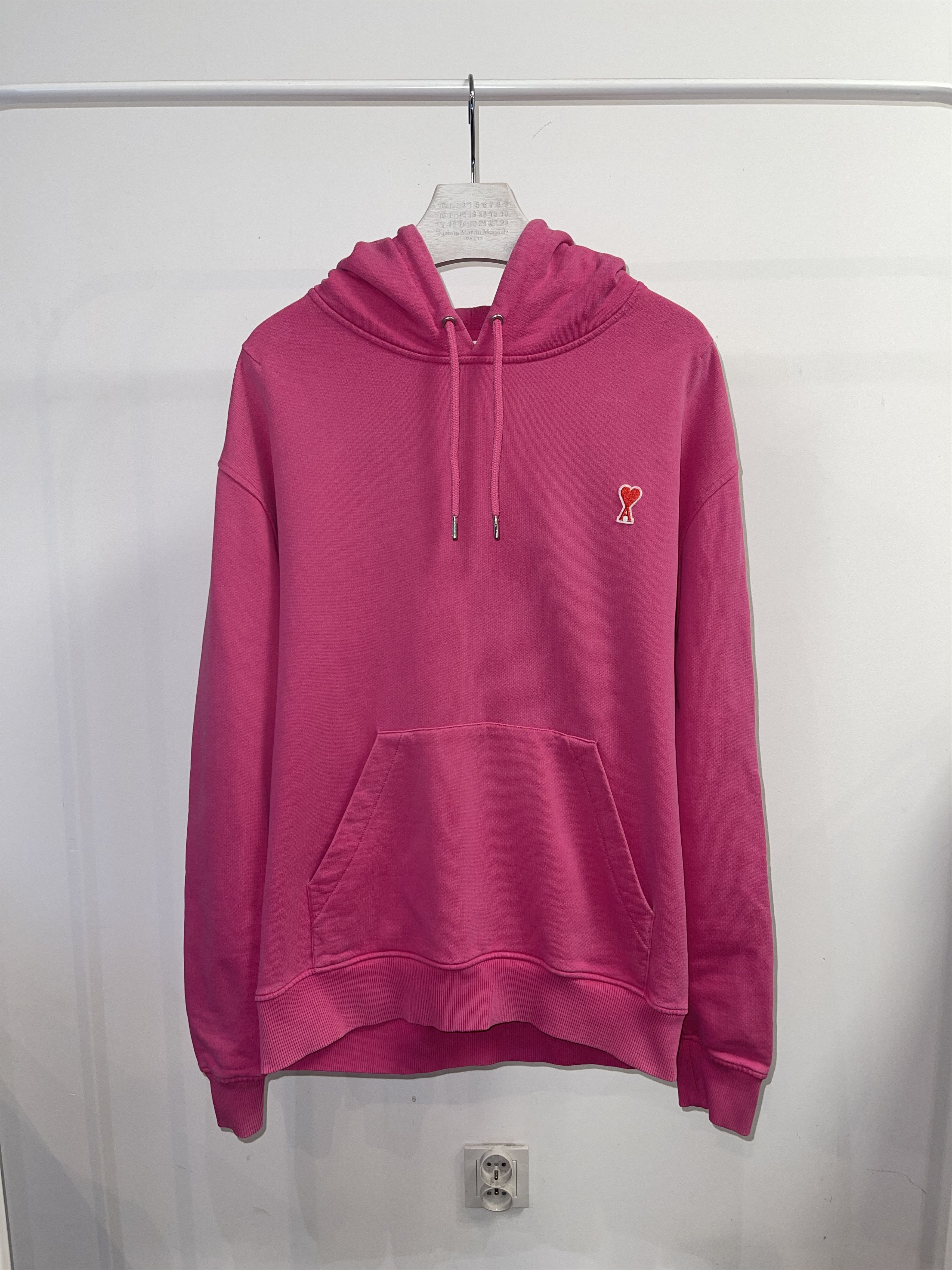 AMI × Avant Garde AMI Heart Logo Pink Hoodie | Grailed