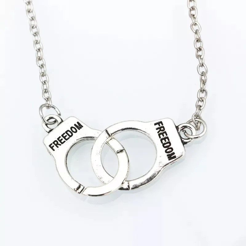 Chain × Cuban Link Chain × Streetwear Handcuff Necklace Silver Color ...