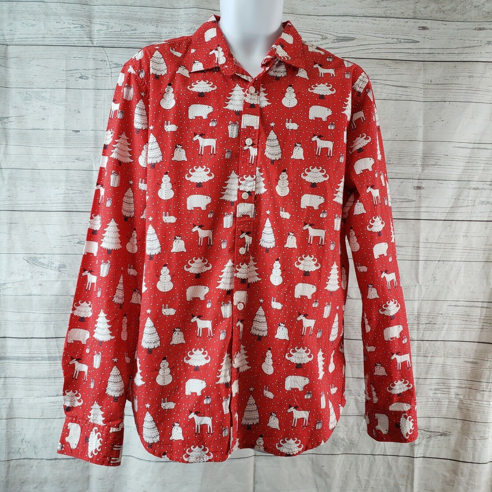 Vintage Denim & Flower Ricky Singh Mens Shirt Sz XL Red White Holiday ...