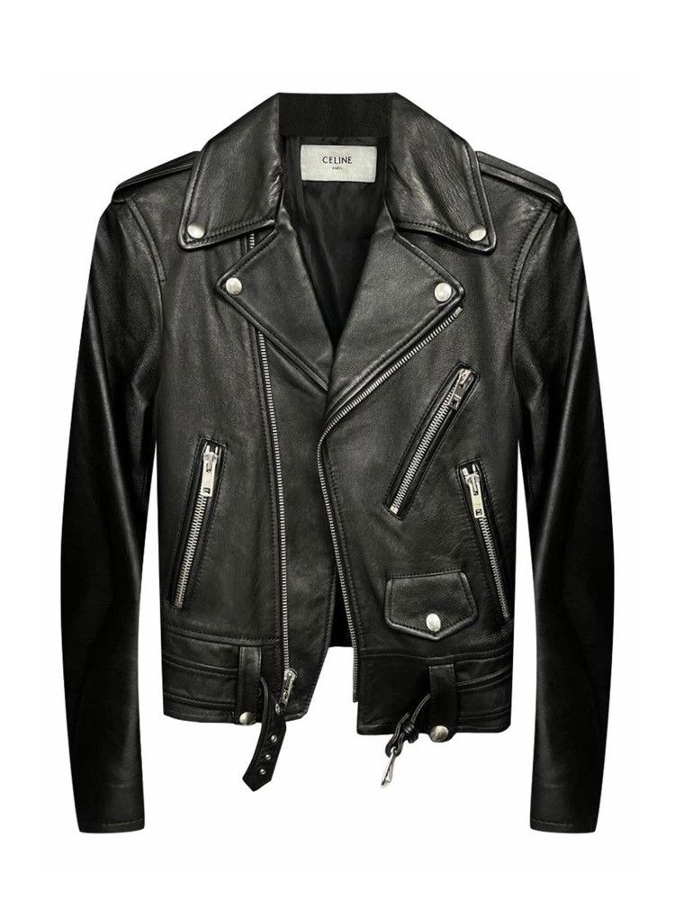 Celine Celine by Hedi Slimane Leather Pin Detail Biker Jacket | Grailed