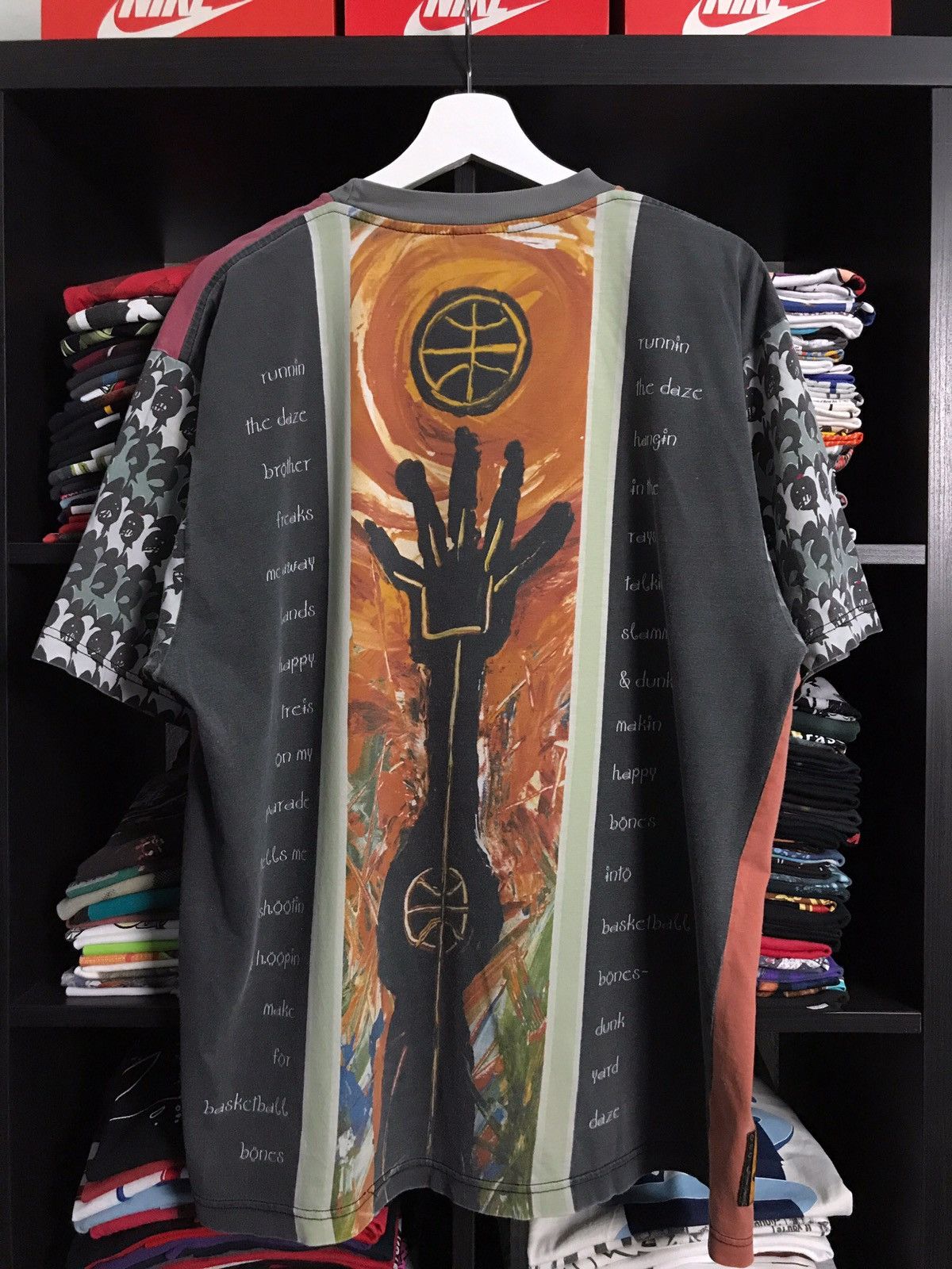 Nike Vintage 90s Nike Dunk Yard Daze poem art fullprint tees | Grailed