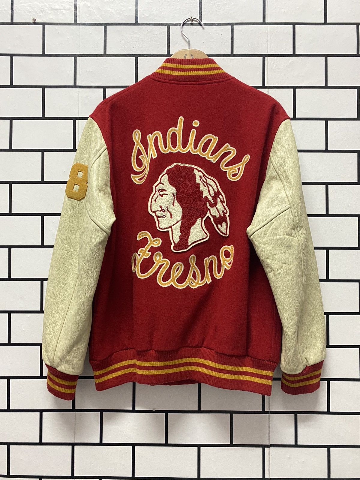 Japanese Brand × Varsity Jacket Japan Brand Dovetail Bright Leather ...