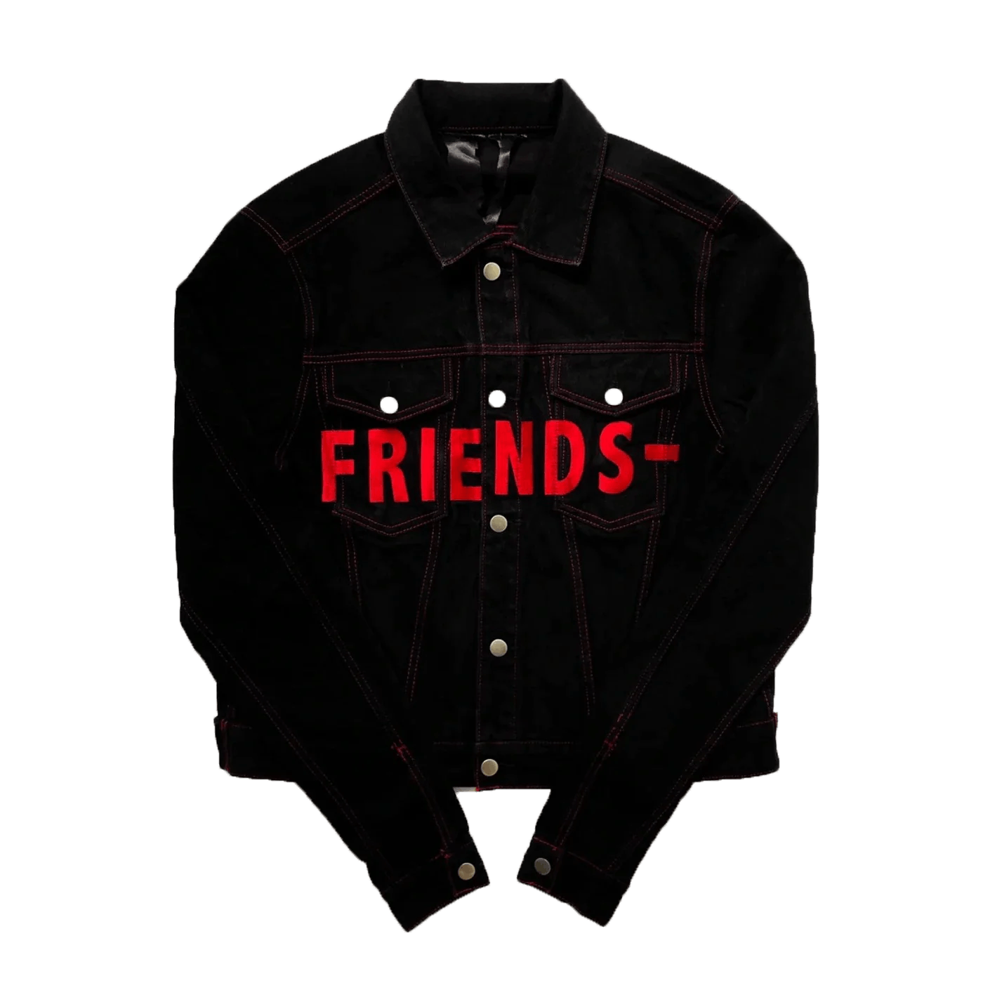 Vlone Vlone Friends Denim Jacket Black / Red | Grailed