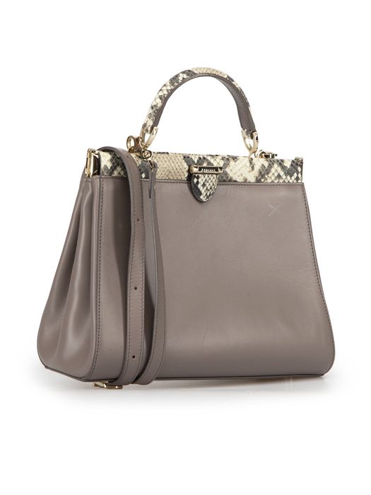 Aspinal Of London Taupe Leather Snake Print Trim Small Chanterelle ...