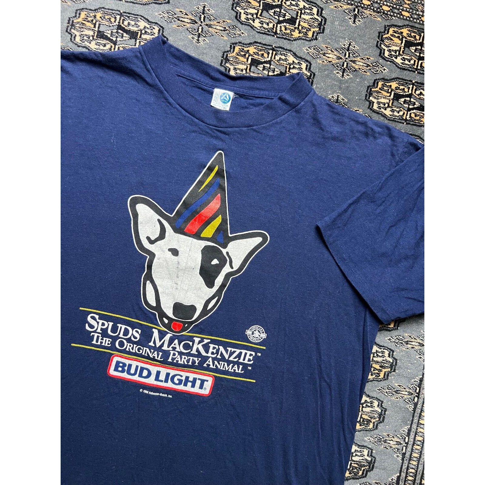 Vintage Vtg Spuds MacKenzie 80s Bud Light Double Sided Graphic Shirt ...