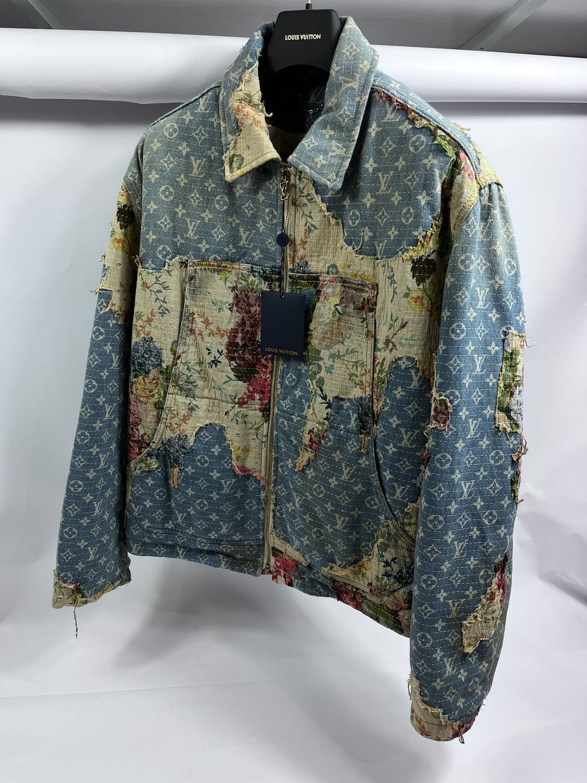 Louis Vuitton × Virgil Abloh Rose Monogram distressed padded denim ...