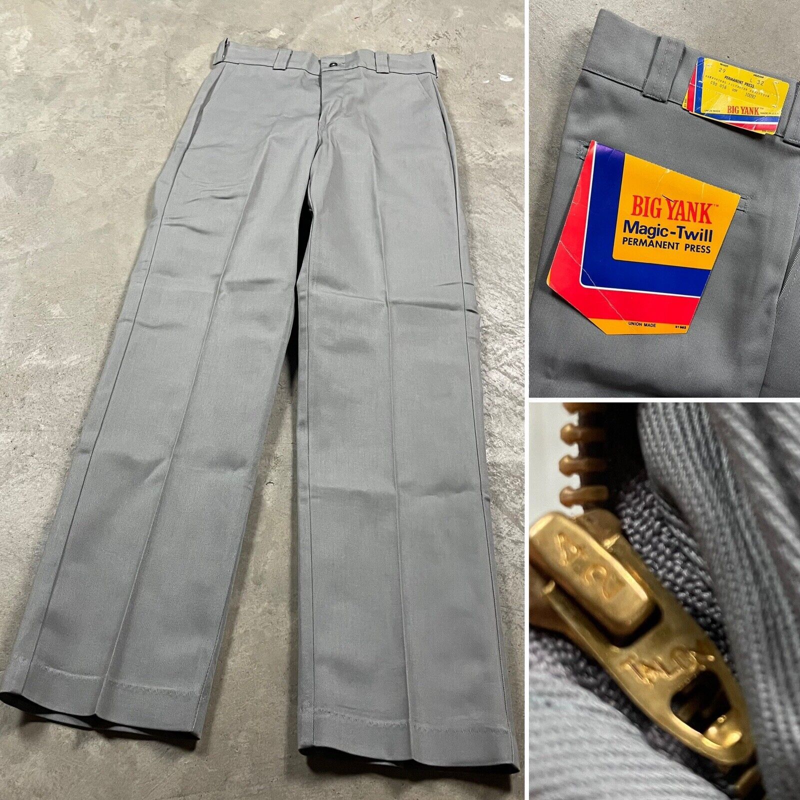 Vintage 70s VTG BIG YANK UNION made USA Magic Twill TALON Zipper 29 ...
