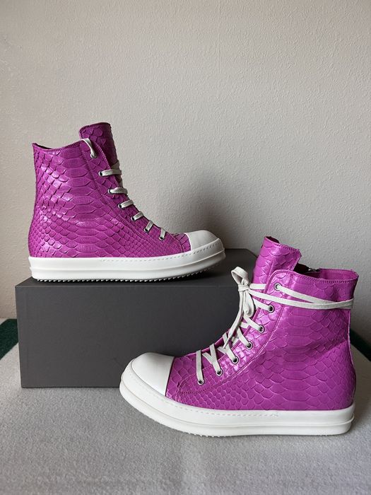 Rick Owens Rick Owens Python Leather Ramones Hi in Pink | Grailed