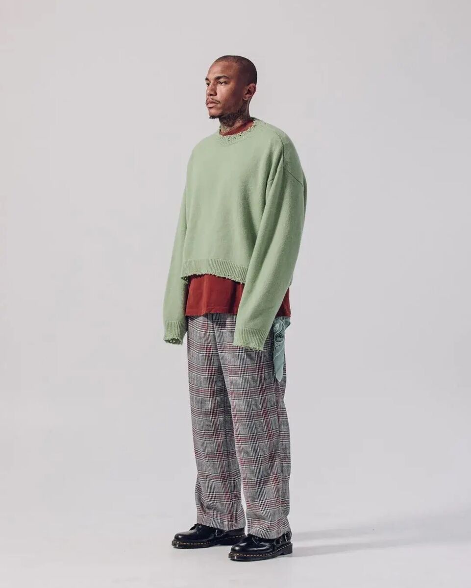 Bare Knuckles × Jacob Keller Bare Knuckles Mint Cashmere Wool Cropped Distressed Sweater | Grailed