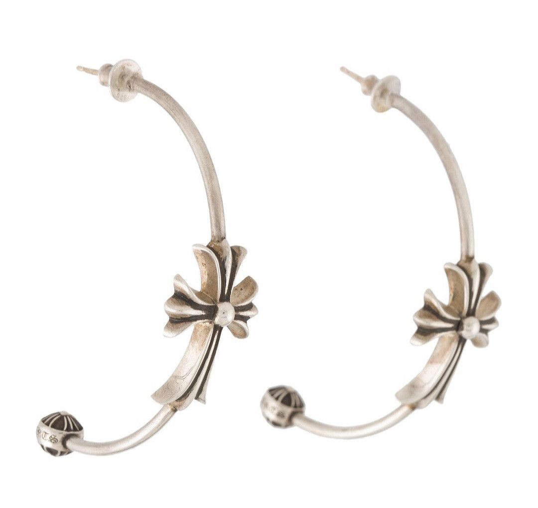 Chrome Hearts Chrome Hearts Gothic Cross Dangle Loop Earrings (pair ...