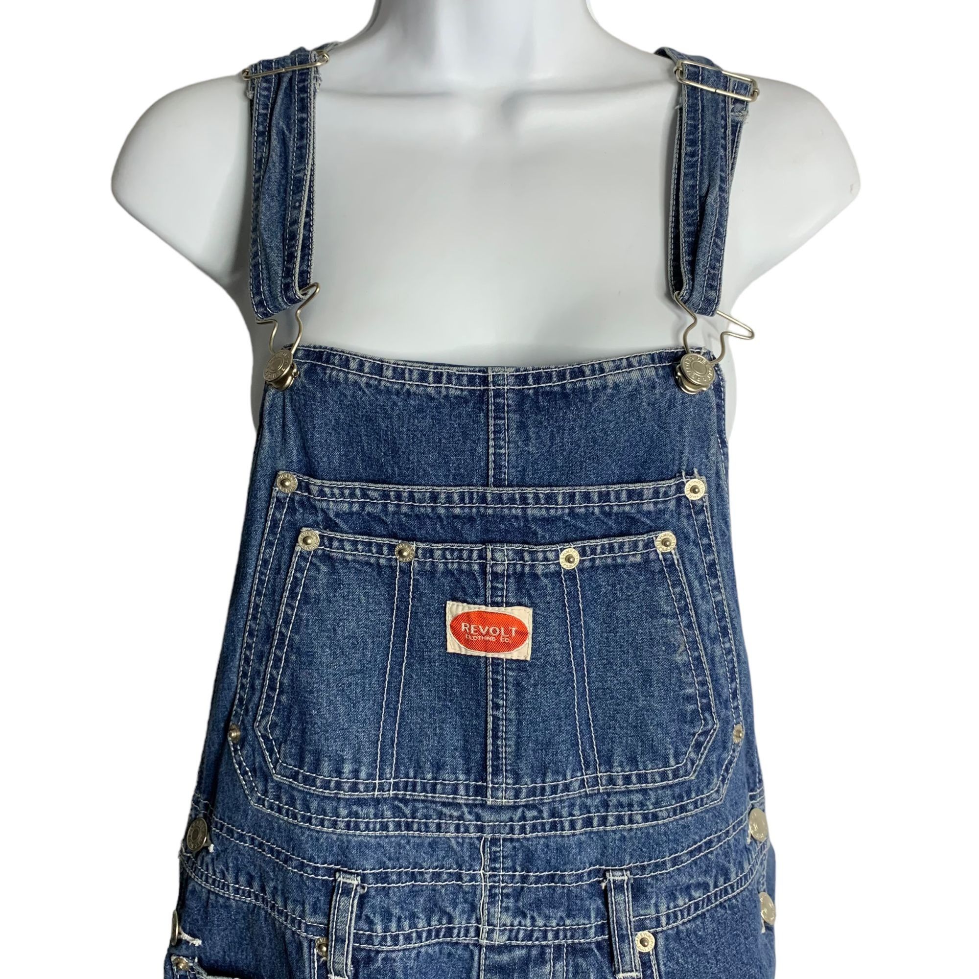 Vintage Vintage 90s Revolt Denim Overalls M Med Wash Racing Stripes ...
