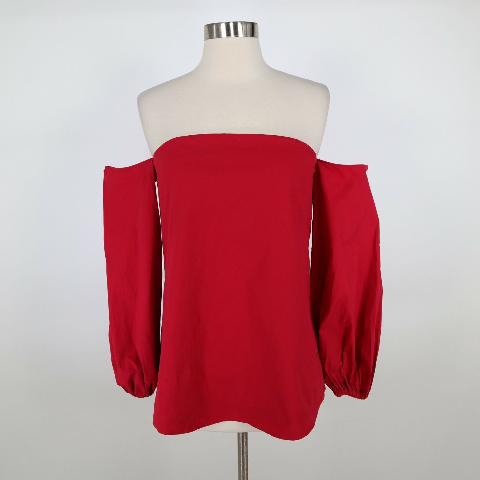 Theory Theory Blouse Top Off The Shoulder Womens 2 Red Poplin Bra ...