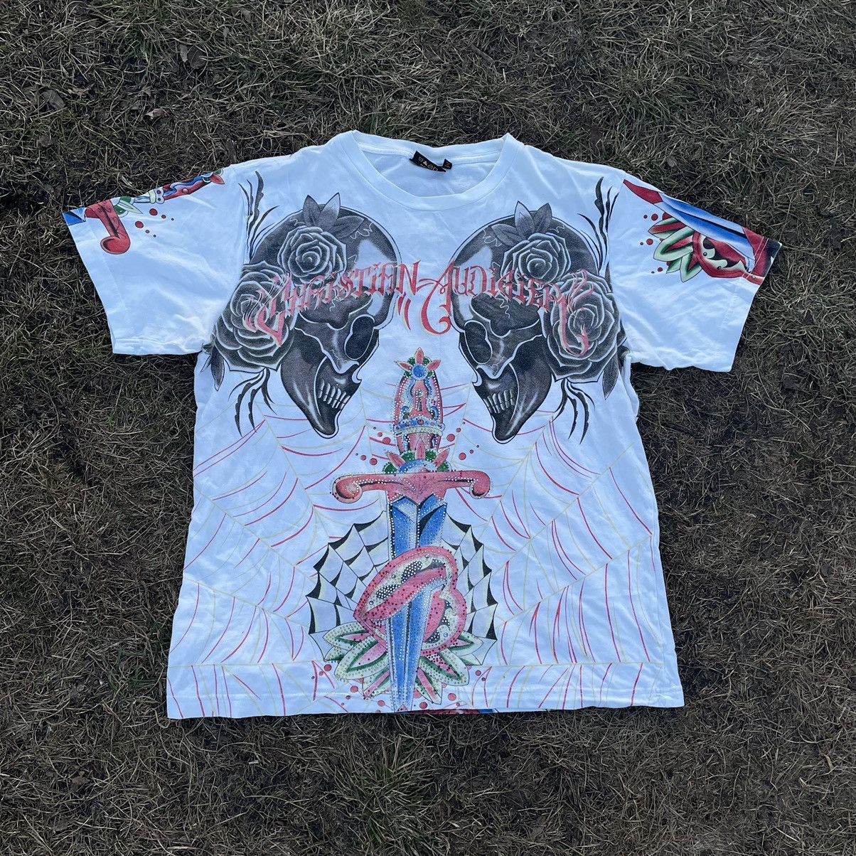 Vintage Vintage Y2K Ed Hardy Skulls Vamp Dead Face Horror Tee 90s | Grailed