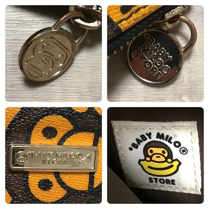 Bape A BATHING APE Baby Milo Pattern Round Zip Wallet Brown | Grailed