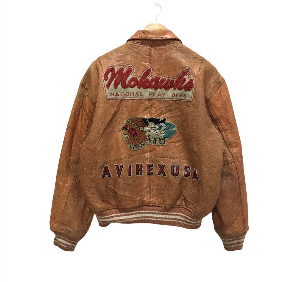 Avirex Varsity Jacket × Leather Jacket × Vintage RARE Vintage 90s’ Avirex Squadron Varsity ...
