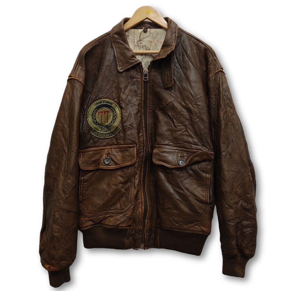 Vintage Vintage War Task Force 77 USS Leather Bomber Flight Jacket ...